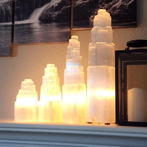 Extra Large Rough Selenite Tower Lamps Choose Size 6 To 15 Tall