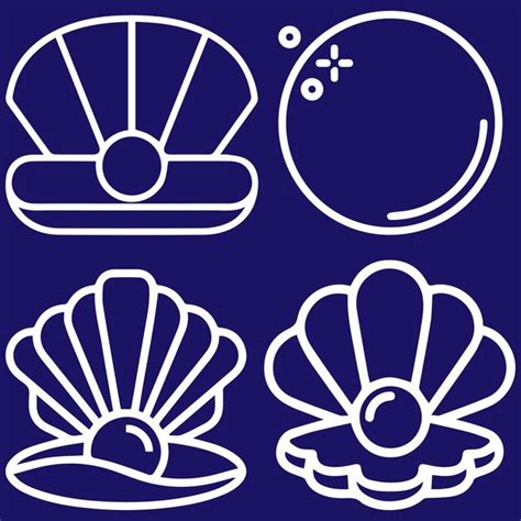 Premium Vector Pearls Shell Neckless Logo Or Icon Set Vector