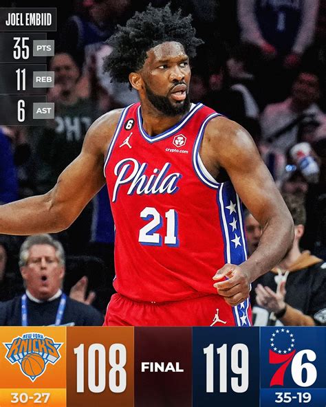 Nba On Twitter 🏀 Final Score Thread 🏀 Joel Embiid Goes 14 18 From The