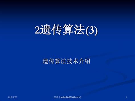 2遗传算法3 遗传算法技术介绍 河北大学 吴彬 Ppt Download