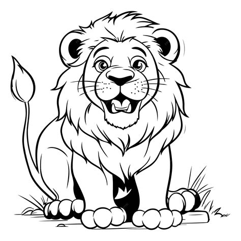Premium Vector Lion Black And White Cartoon Illustration Vector Clip Art