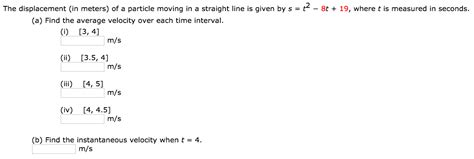 solved the displacement in meters of a particle moving in