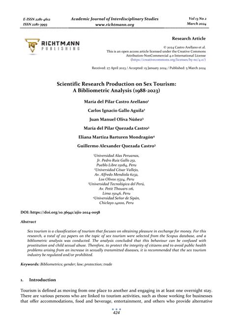 PDF Scientific Research Production On Sex Tourism A Bibliometric Analysis