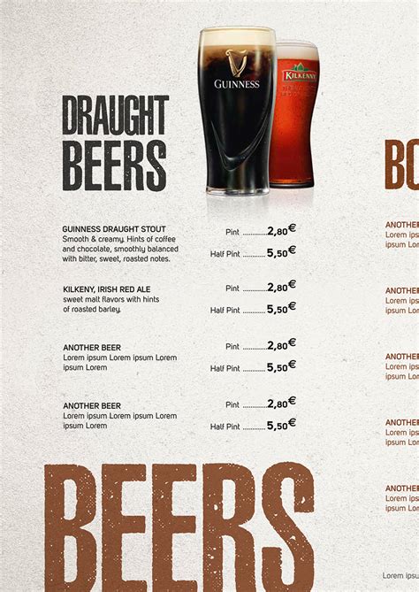 Great Looking Menus Guinness Celebrate