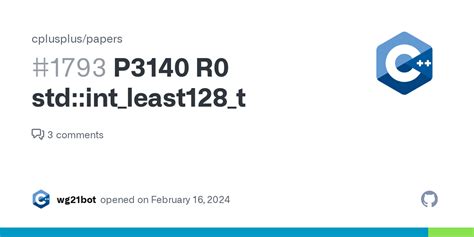 P3140 R0 Stdintleast128t · Issue 1793 · Cpluspluspapers · Github