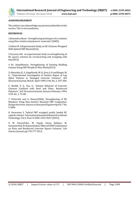 Irjet Cfrp Application In Retrofitting Of Rcc Column Pdf