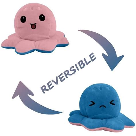 DOUDOU AIVUH Pieuvre Peluche réversible Poulpe Humeur Double Face