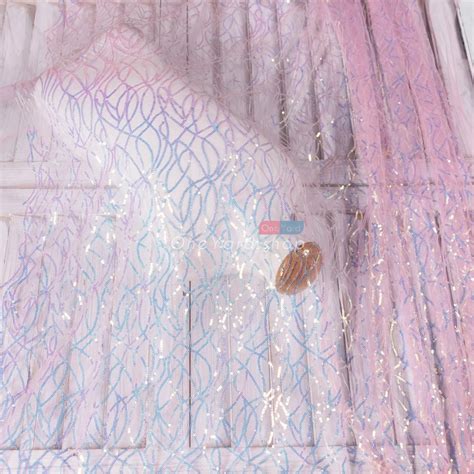 Curve Wave Pattern Iridescent 3mm Sequin Pink Mesh OneYard
