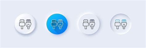 컴퓨터 케이블 라인 아이콘입니다 Usb Rj45 연결 와이어 기호 선 아이콘 벡터 0명에 대한 스톡 벡터 아트 및 기타 이미지