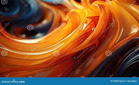 3d Render Abstract Background With Blue And Orange Flowing Liquid Shapes Generative Ai Stock