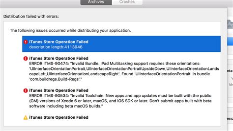 Ios Itunes Store Operation Failed When Uploading App Inside Xcode Description Length Too Long