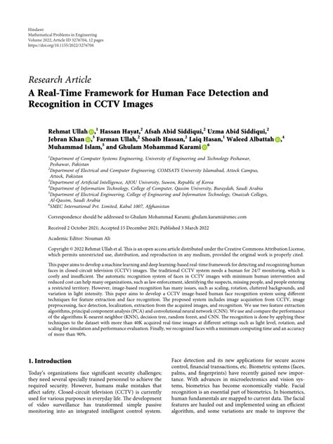 Pdf A Real Time Framework For Human Face Detection And Recognition In Cctv Images