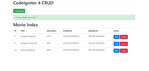 Codeigniter 4 Crud Bootstrap 4