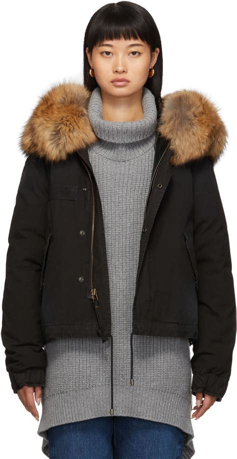 Mr Mrs Italy Black Down Fur Cropped Jazzy Jacket SSENSE Canada