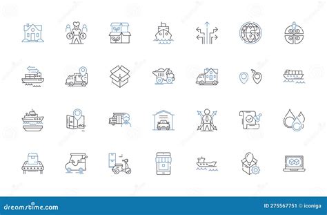 Dispatch Services Line Icons Collection Efficiency Promptness