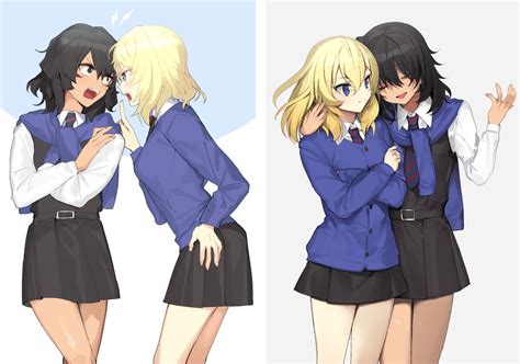 Safebooru 2girls Andou Girls Und Panzer Bangs Bc Freedom School