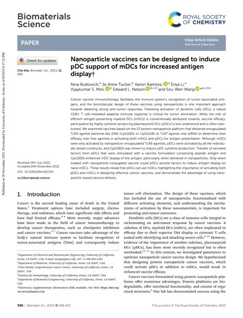 Pdf Nanoparticle Vaccines Can Be Designed To Induce Pdc Support Of