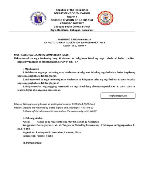 Masusing Banghay Aralin Sa Esp Melc Based Week 7 Pdf