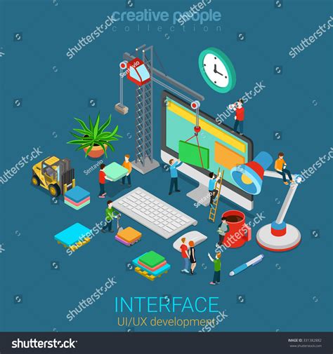 Flat D Isometric Mobile Uiux Gui Stock Vector Royalty Free