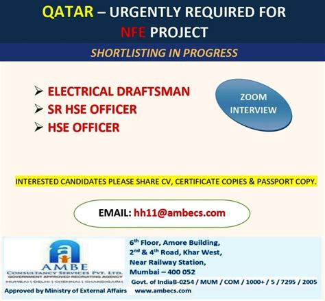 Hse Officer And Sr Hse Officer Urgently Required For Nfe Project Qatar