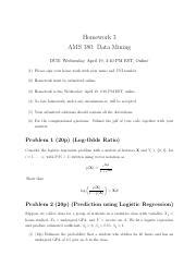 Data Mining Homework 3 Log Odds Ratio Logistic Regression And