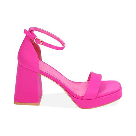 Sandali Donna Platform Fucsia In Tessuto Tacco 95 Cm Primadonna