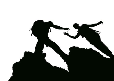 Premium Vector Silhouette Group Of Man Helping Each Other Hike Up A