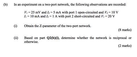 solved in an experiment on a two port network the