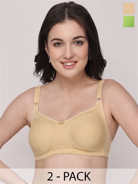 Buy Floret Pack Of 2 Non Padded Non Wired Cotton Full Coverage Everyday