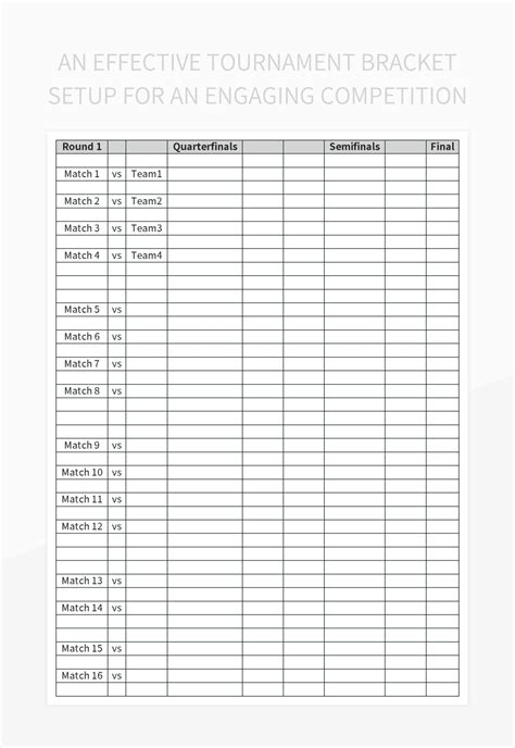 Free Bracket Setup Templates For Google Sheets And Microsoft Excel Slidesdocs
