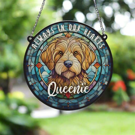 Goldendoodle Memorial Stained Glass Effect Suncatcher Etsy