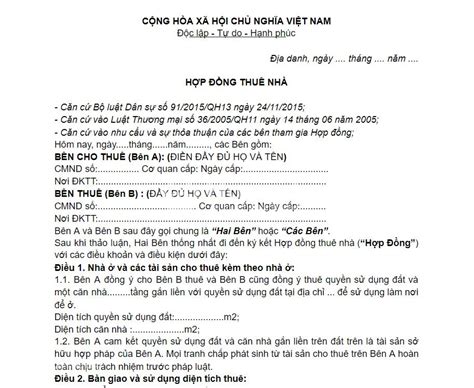 Top 10 mẫu hợp đồng thuê căn hộ đơn giản mới nhất