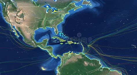 Global Undersea Fiber Optic Cable Map Stock Illustrations 6 Global