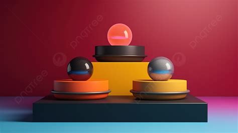 다채로운 3d 렌더링 연단에 전시된 스포츠 장비 제품 배경 디스플레이 배경 제품 전시 배경 일러스트 및 사진 무료 다운로드 Pngtree