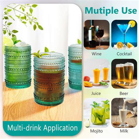 Snapklik Hobnail Drinking Glasses Oz Green Drinking Glasses Vintage Drinking