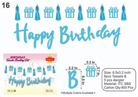 Happy Birthday Tassels Set At Rs 38pack Birthday Supplies In Mumbai