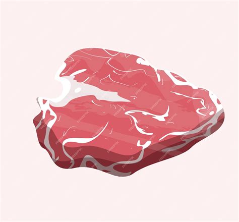 고립 된 쇠고기 고기 격리 된 암소 고기의 큰 조각 프리미엄 벡터