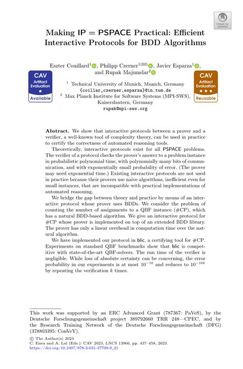Pdf Making Textsf Ip Textsf Pspace Practical Efficient