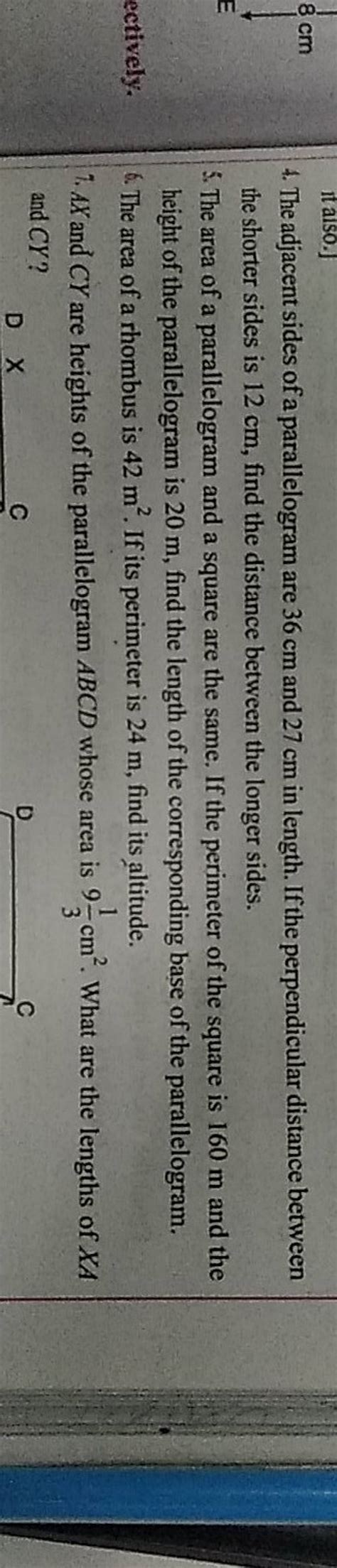 4 The Adjacent Sides Of A Parallelogram Are 36 Cm And 27 Cm In Length I
