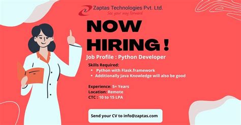 Zaptas Technologies Pvt Ltd On Linkedin Hiring Pythondeveloper