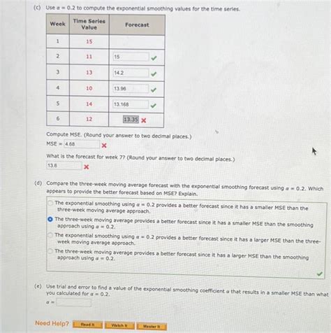 solved c use α 0 2 to compute the exponential smoothing