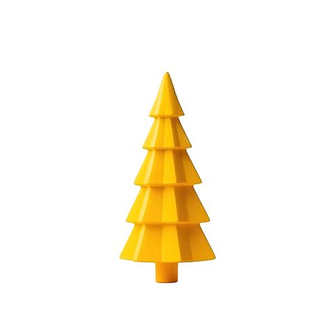 Plastic Toy Pine Wood Tree On Yellow Minimal Flat Laychristmas Season