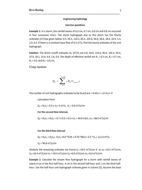 Engineering Hydrology Exercise And Examples Pdf Discharge