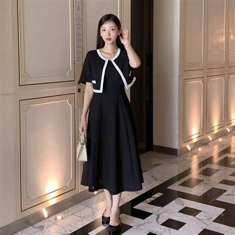 아뜨랑스 국내제작 린넨라이크쿨링하객룩 부티크 트위드 투피스 롱 플레어 반팔 원피스 하객룩원피스 데이트룩소개팅룩격식룩 Op15735 통통