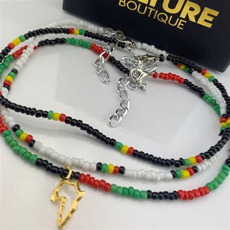 Rasta Seed Bead Stretch Anklet Rasta Ankle Bracelet Jamaican Etsy