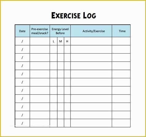 Free Exercise Log Template Of Sample Log Template Documents In Pdf Word Excel