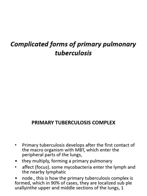 Complicated Forms Of Primary Pulmonary Tuberculosis Pdf Lung