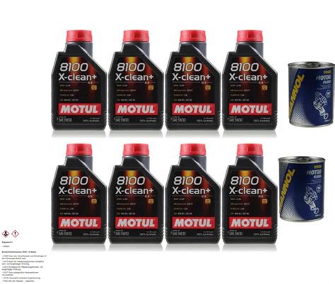 8L MOTORÖL MOTUL 8100 X-clean+ 5W30 2x MANNOL Motor Flush ADDITIV EUR ...
