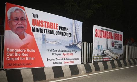 Protest Posters Target Bihar Chief Minister Nitish Kumar Bridge