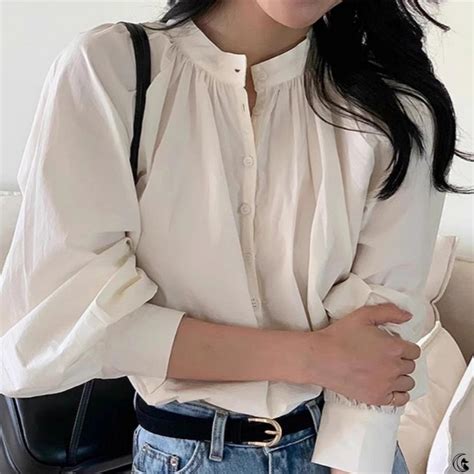 달폭스 7부블라우스 헨리넥 루즈핏 블라우스 남방 셔츠 화이트 핑크 소라 H 26